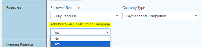 What is the "Add Borrower Construction Language" feature?