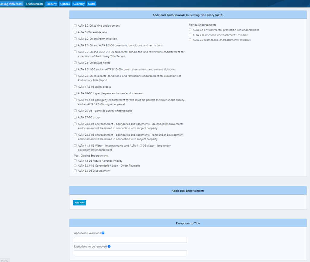 What are the closing instructions options?