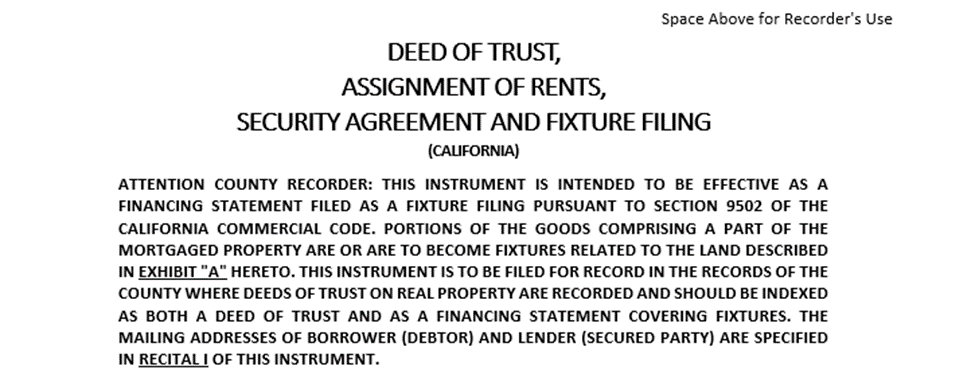 What is a Fixture Filing and/or UCC-1 in my document package?