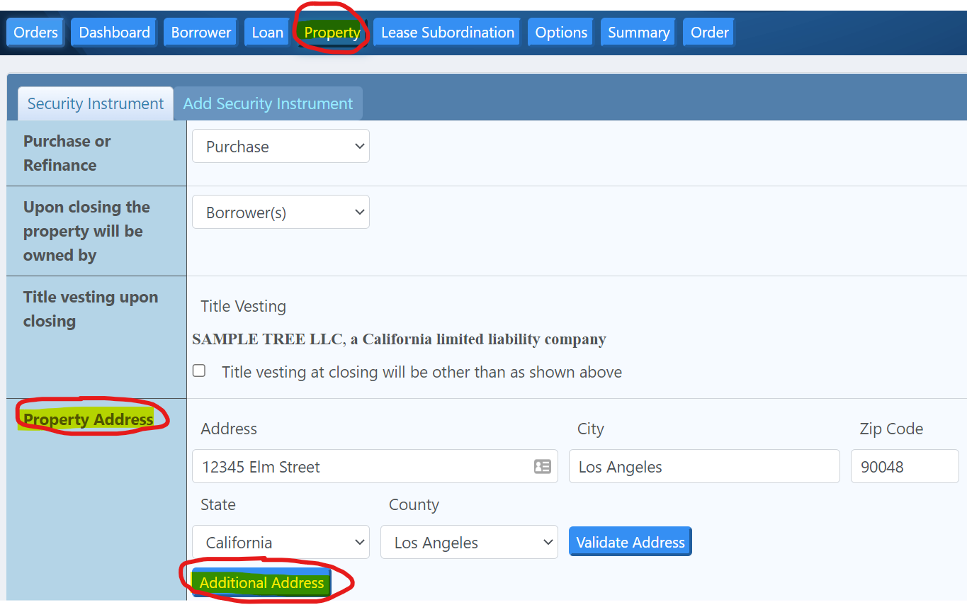 How do I add an additional Property Address and how will it appear in ...