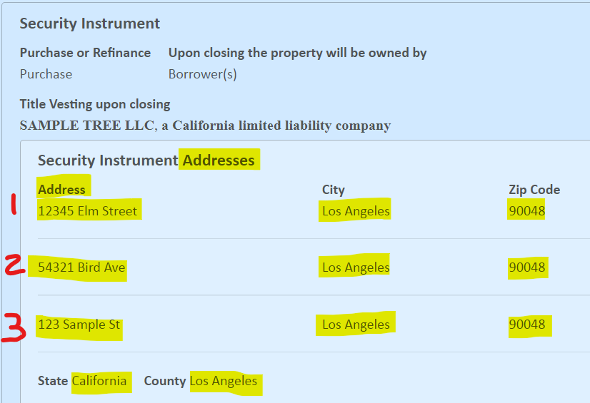 How do I add an additional Property Address and how will it appear in ...