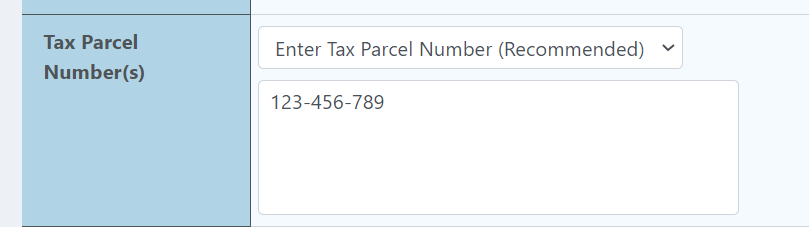 What are the options for how to include Tax Parcel Number(s)?