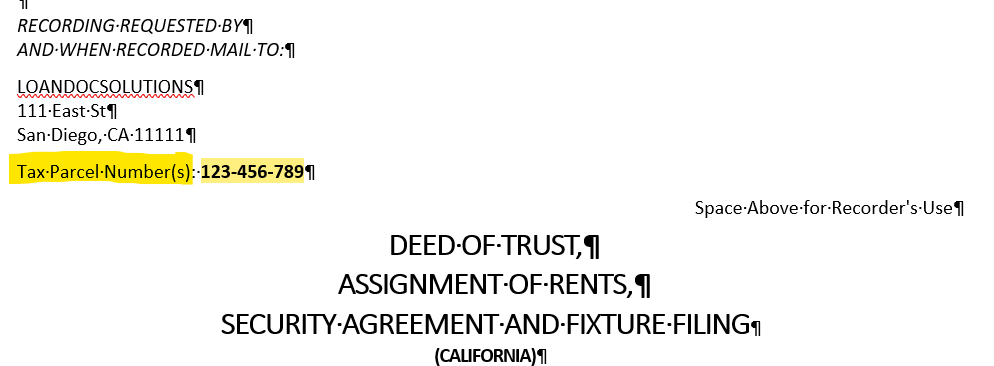What are the options for how to include Tax Parcel Number(s)?