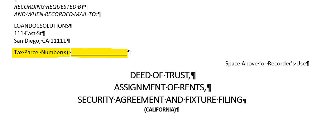 What are the options for how to include Tax Parcel Number(s)?